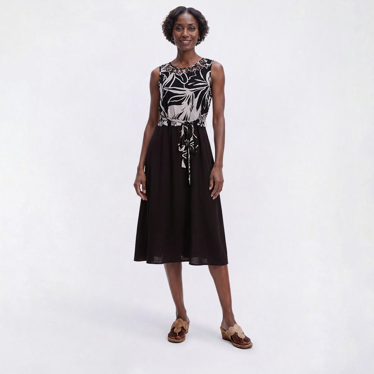 Click here for Womens Nina Leonard Sleeveless Color Block Fit & F... prices